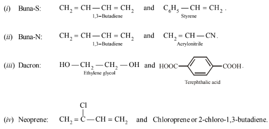 Write the names and structures of the monomers of the following ...