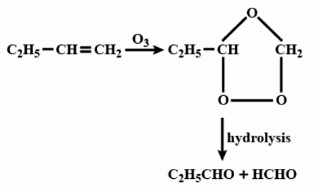 Hydrolysis of ozonide of 1-butene gives