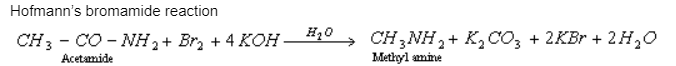 What is produced when \(\mathrm{CH}_3 \mathrm{CONH}_2\) reacts with NaOBr?