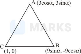 The locus of the centroid of the triangle whose vertices are \( (3 \cos ...