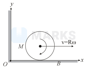 A disc of mass \( M \) and radius \( R \) is rolling with angular speed \( \omega \) on a ...