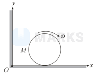 A disc of mass \( M \) and radius \( R \) is rolling with angular speed \( \omega \) on a ...