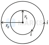 Two circular concentric loops of radii r 1 = 20 cm , r 2 = 30 cm are ...