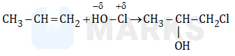 The reaction of chlorine-water with propene gives