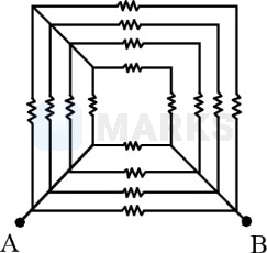 In the adjacent circuit diagram, each resister is of 16 Ω . The ...