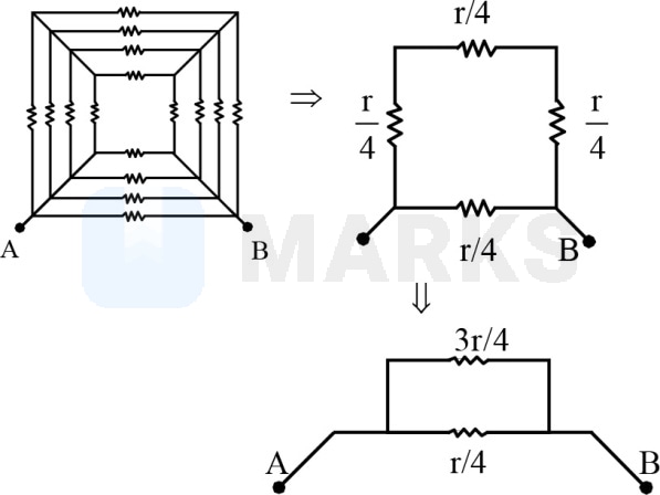 In the adjacent circuit diagram, each resister is of 16 Ω . The ...