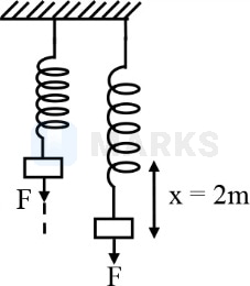 A vertical spring of force constant 100 N m - 1 is attached with a ...