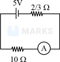 The ammeter reading in the given circuit of Fig. is