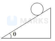 A spherical shell of radius R is rolling down an incline of inclination ...
