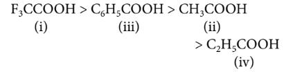 For the following carboxylic acids, (i) F 3 CCOOH (ii) CH 3 COOH (iii ...