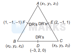 The direction ratios of the two lines A B and A C are 1 , − 1 , − 1 and ...