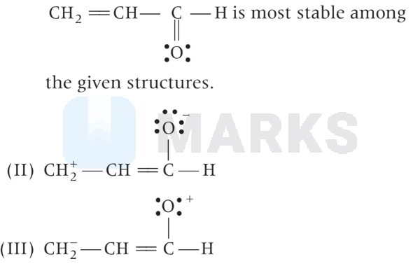 The stability order of the following resonance structures is