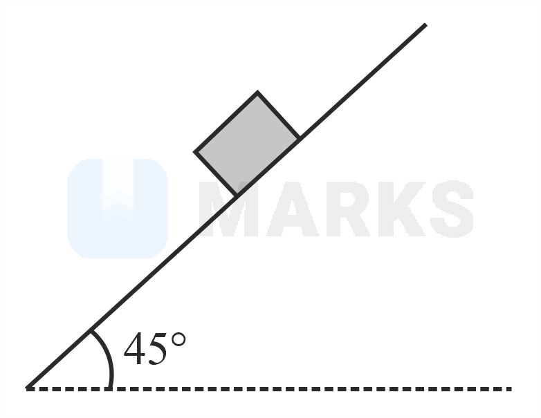 Consider a block kept on an inclined plane (inclined at 45 ° ) as shown ...