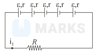 Five identical cells each of internal resistance 1 Ω and emf 5 V are ...