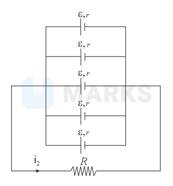 Five identical cells each of internal resistance 1 Ω and emf 5 V are ...