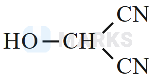 Bond line formula of HOCH ( CN ) 2 is: