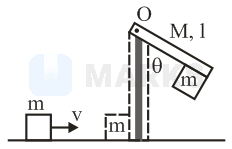 A block of mass m = 1 kg slides with velocity v = 6 m s - 1 on a frictionless horizontal surface ...