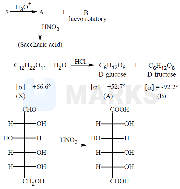 When sugar ' X ' is boiled with dilute H 2 SO 4 in alcoholic solution, two isomers ' A ' and ' B ...
