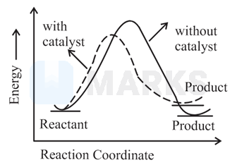 The correct reaction profile diagram for a positive catalyst reaction.