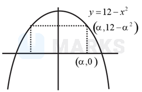 The maximum area (in sq. units) of a rectangle having its base on the x - axis and its other two ...