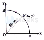 A point P moves in counter-clockwise direction on a circular path as shown in the figure. The ...
