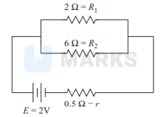 Two resistors of resistances \( 2 \Omega \) and \( 6 \Omega \) are ...