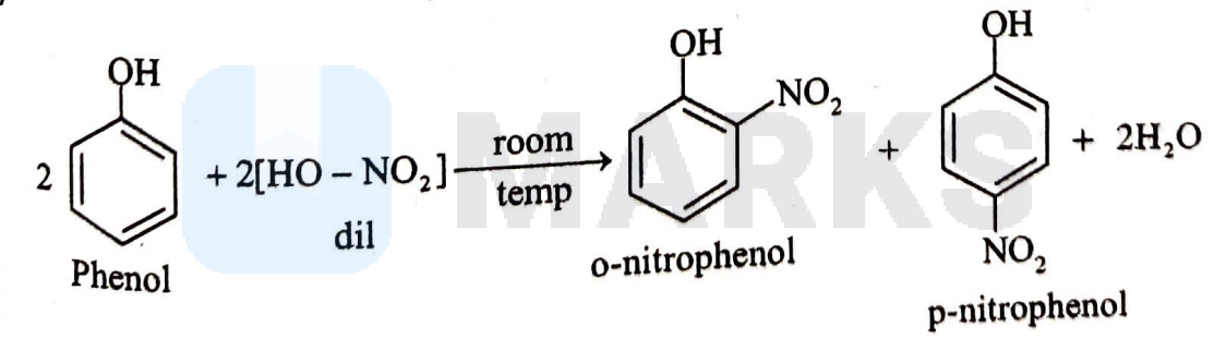 When phenol reacts with dilute nitric acid at room temperature, the ...