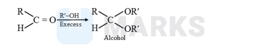 When aldehyde is treated with excess of monohydric alcohol, forms.