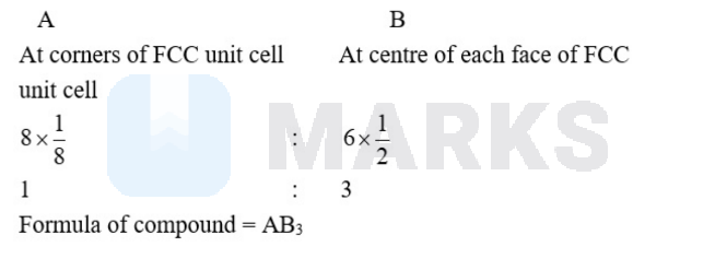 The FCC unit cell of a compound contains ions of A at the corner and ...