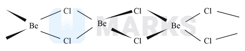 The structures of beryllium chloride, in solid state and vapour phase, are: