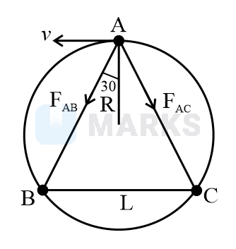 Three particles, each of mass M , situated at the vertices of an ...