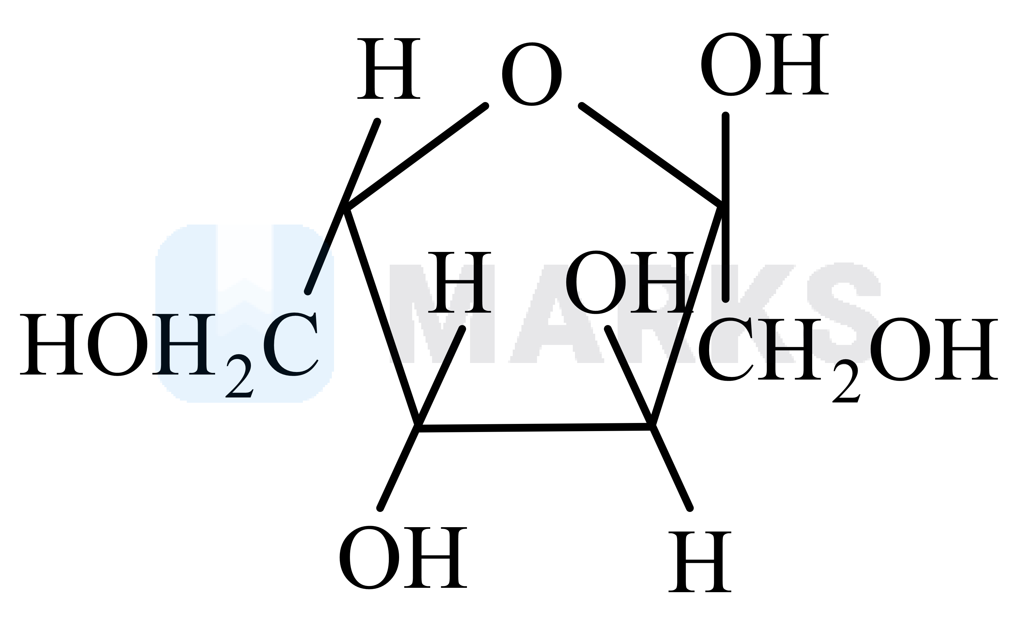 The structure of α - D - Fructofuranose is