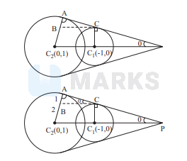 The combined equation of the direct common tangents of the circles x 2 ...